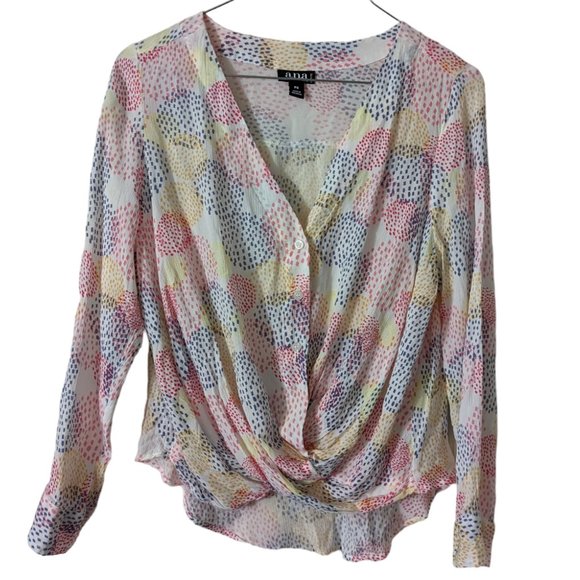a.n.a | Tops | Womens Ana Long Sleeve Blouse Multicolored Size Sp ...